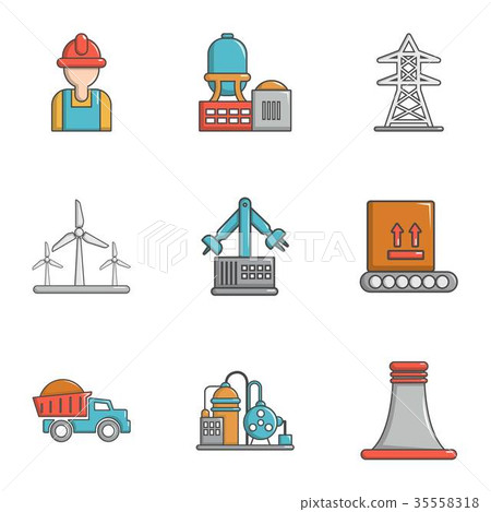 Energy industry icons set, cartoon style - Stock Illustration [35558318 ...
