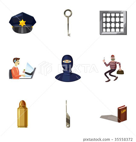 Crime icons set, cartoon style - Stock Illustration [35558372] - PIXTA