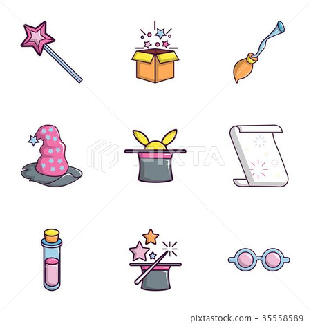 Magic show icons set, flat style - Stock Illustration [35558589] - PIXTA
