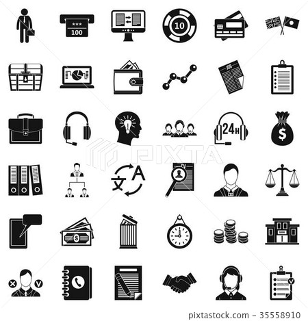 All day business icons set, simple style - Stock Illustration [35558910 ...