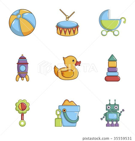 Many toys icons set, cartoon style - Stock Illustration [35559531] - PIXTA