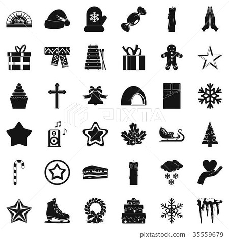 Christmas ornament icons set, simple style - Stock Illustration ...