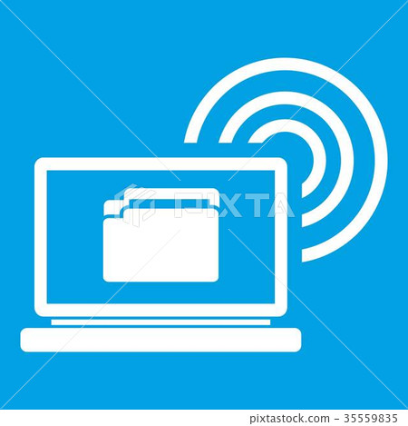 Laptop and and wireless icon white - Stock Illustration [35559835] - PIXTA