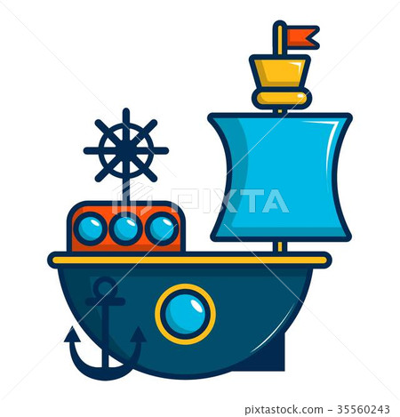 Toy sailing ship icon, cartoon style - Stock Illustration [35560243 ...