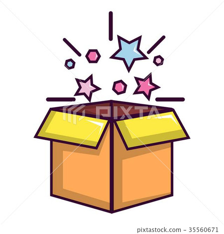 Magic box with stars icon, cartoon style - Stock Illustration [35560671 ...