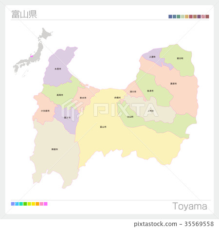 Map of Toyama Prefecture (city / city / color... - Stock Illustration ...