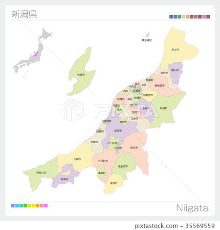 Map of Niigata Prefecture (city / city / color... - Stock Illustration ...
