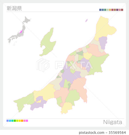 Map of Niigata Prefecture (city / city / color... - Stock Illustration ...