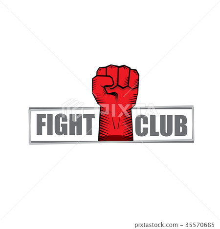 fight club vector logo with red man fist isolated - Stock Illustration ...