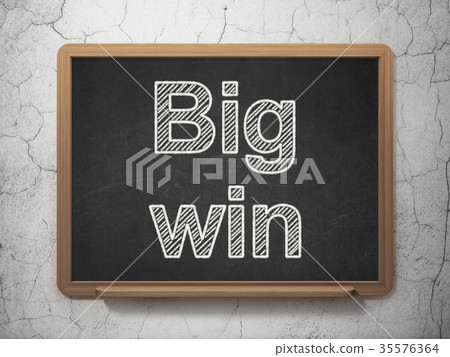 Finance concept: Big Win on chalkboard background - Stock Illustration ...