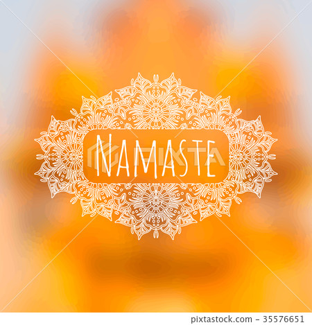 Namaste banner Circular floral ornament orange - Stock Illustration ...