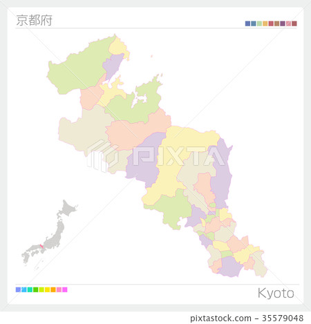 Map of Kyoto Prefecture (city / city / color... - Stock Illustration ...
