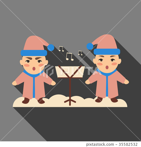 Flat icon with shadow children sing Christmas - Stock Illustration ...
