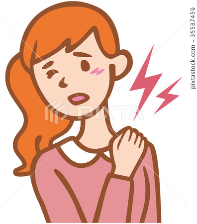 Young lady stiff neck - Stock Illustration [35587459] - PIXTA