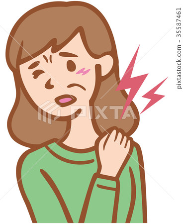 Stiff neck middle-aged woman - Stock Illustration [35587461] - PIXTA