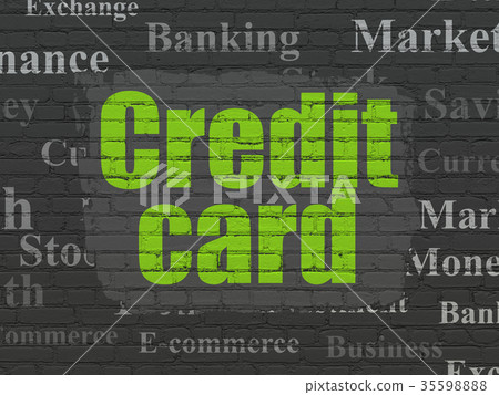 Banking concept: Credit Card on wall background-插圖素材 [35598888] - PIXTA圖庫