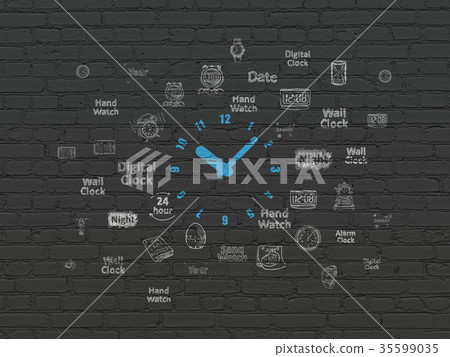 Timeline concept: Clock on wall background - Stock Illustration ...