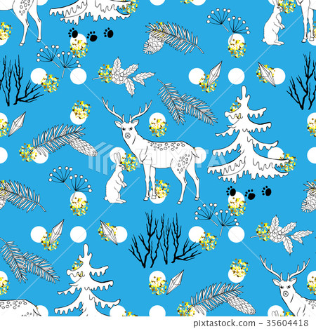 Seamless Pattern with Christmas forest - Stock Illustration [35604418 ...