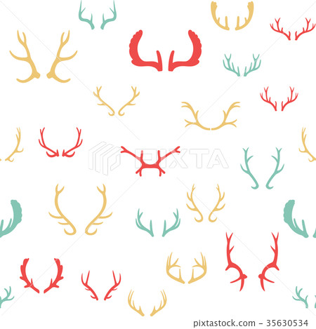 Colorful seamless pattern with deer antlers. - Stock Illustration ...