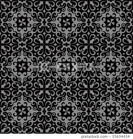 Antique seamless silver retro pattern background - Stock Illustration ...