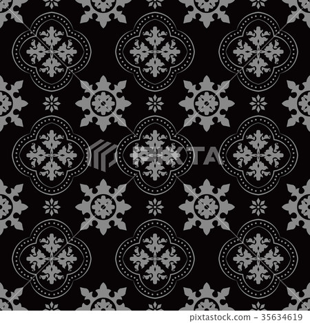Antique seamless silver retro pattern background - Stock Illustration ...