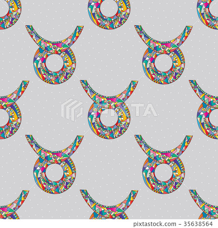 Taurus zodiac sign seamless pattern. Horoscope art - Stock Illustration ...
