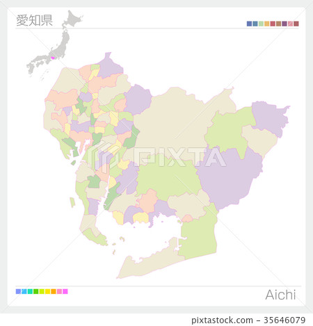 Map of Aichi Prefecture (municipalities and... - Stock Illustration ...