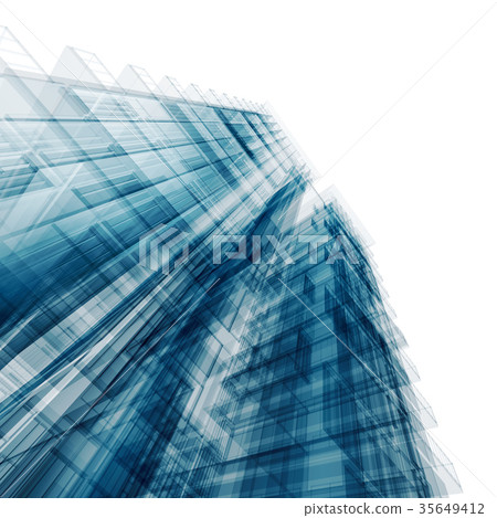 Blue tall building 3d rendering - Stock Illustration [35649412] - PIXTA