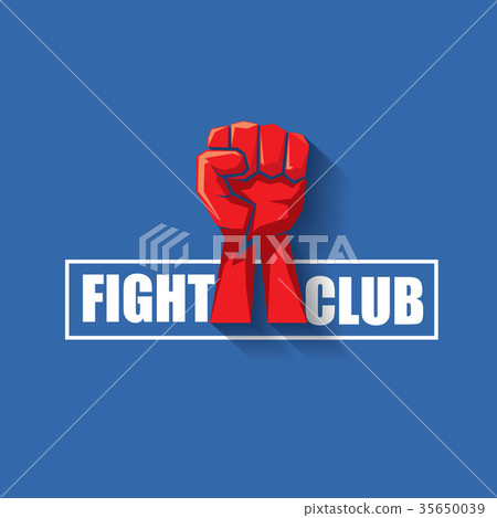fight club vector logo with red man fist isolated - Stock Illustration ...