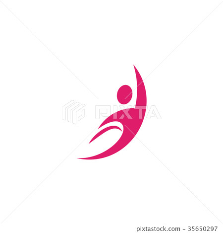 Isolated abstract pink color human body in motion - Stock Illustration ...