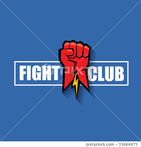 fight club vector logo with red man fist isolated - Stock Illustration ...