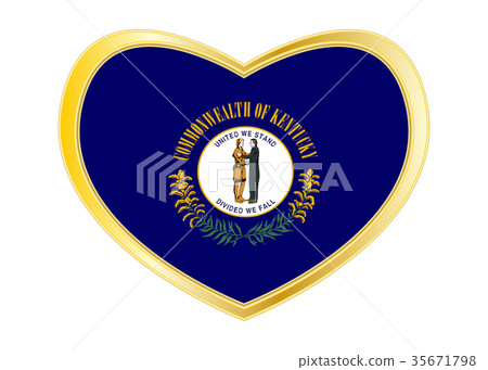 Flag of Kentucky in heart shape, golden frame - Stock Illustration ...