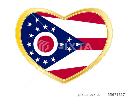 Flag of Ohio in heart shape, golden frame - Stock Illustration ...