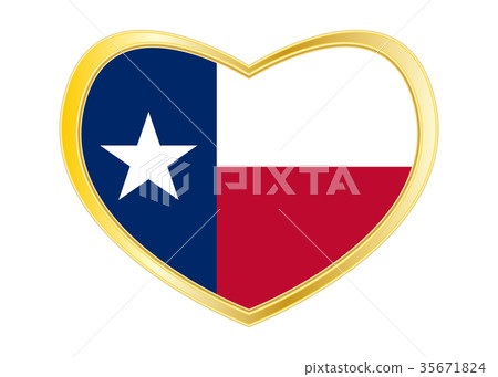 Flag of Texas in heart shape, golden frame - Stock Illustration ...