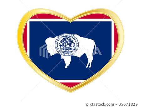 Flag of Wyoming in heart shape, golden frame - Stock Illustration ...
