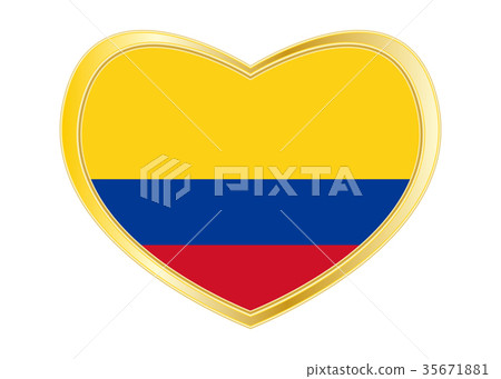 Flag of Colombia in heart shape, golden frame - Stock Illustration ...