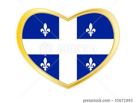 Flag of Quebec in heart shape, golden frame - Stock Illustration ...