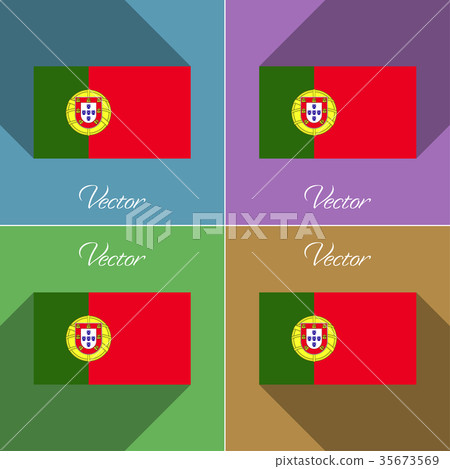 Flags Portugal. Set of colors flat design and long - Stock Illustration ...