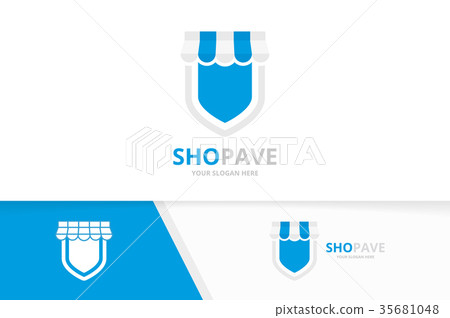 Vector store and shield logo combination. Market - Stock Illustration ...