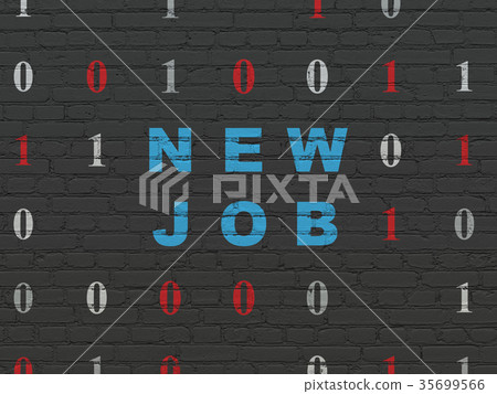 Business concept: New Job on wall background - Stock Illustration ...