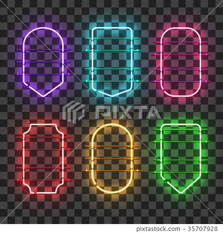Set of realistic glowing neon frames - Stock Illustration [35707928 ...