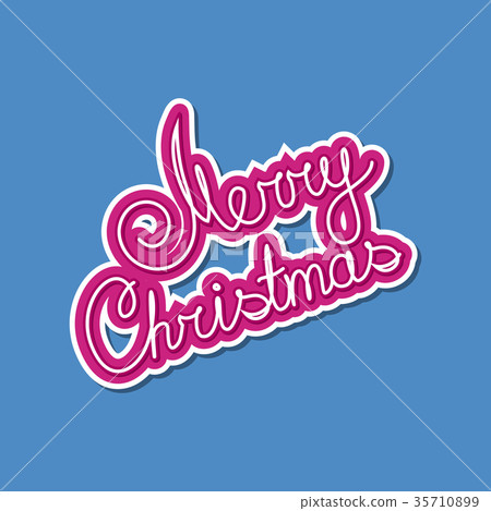 Pink Text Merry Christmas on Blue Background - Stock Illustration ...