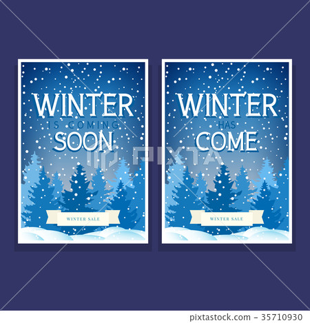Two Winter Festive Posters with Spruces - Stock Illustration [35710930 ...
