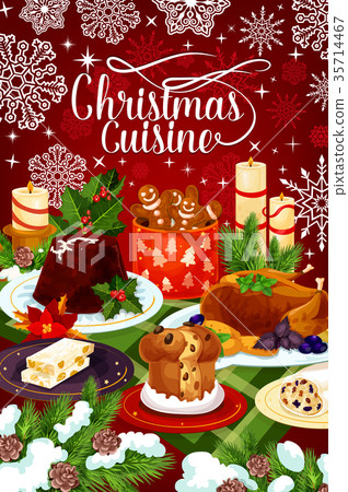 Christmas cuisine winter holiday dinner banner - Stock Illustration ...