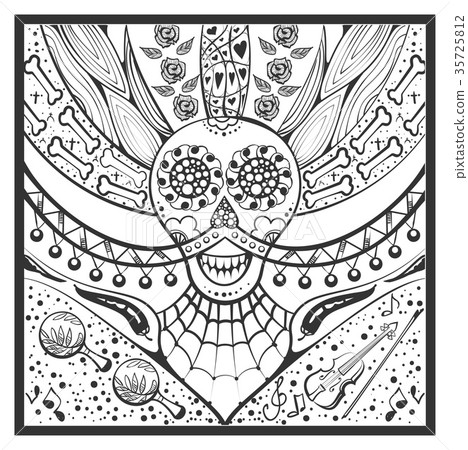 Mexican zentangle Day of Dead Dia de Muertos-插圖素材 [35725812] - PIXTA圖庫