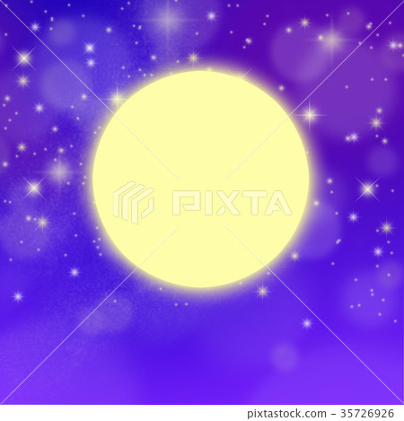 Full moon and dawn starry sky - Stock Illustration [35726926] - PIXTA
