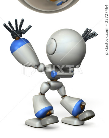 A cute robot with a receiving attitude - Stock Illustration [35727464 ...