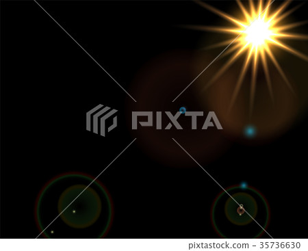 Golden bright flash with reflect on a black - Stock Illustration ...