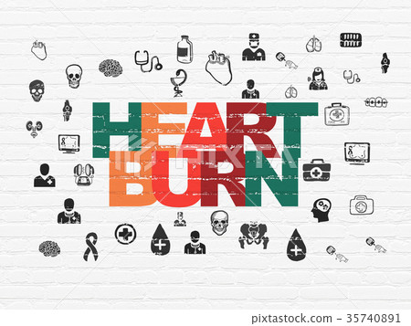 Health concept: Heartburn on wall background - Stock Illustration ...