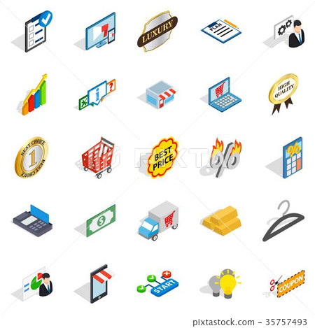 Financial center icons set, isometric style - Stock Illustration ...